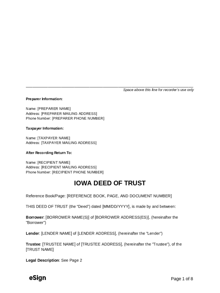 Iowa Deed of Trust Doc Template | pdfFiller