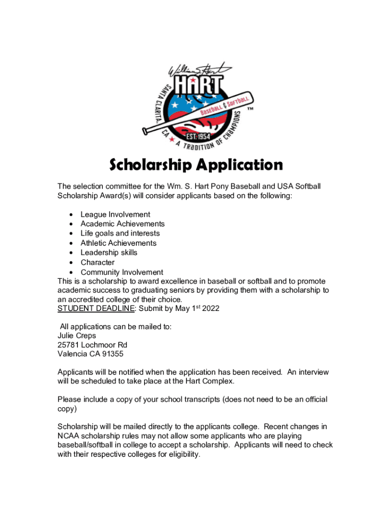 Fillable Online scholarship form 2022 Fax Email Print - pdfFiller