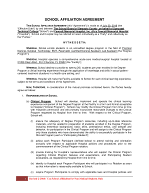 Fillable Online school affiliation agreement Fax Email Print - pdfFiller