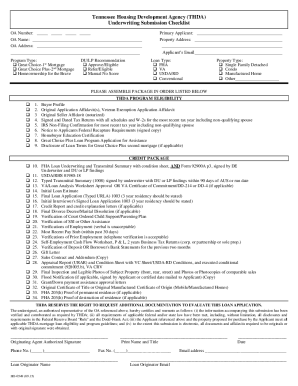 Fillable Online UNDERWRITING SUBMISSION CHECKLIST Fax Email Print ...