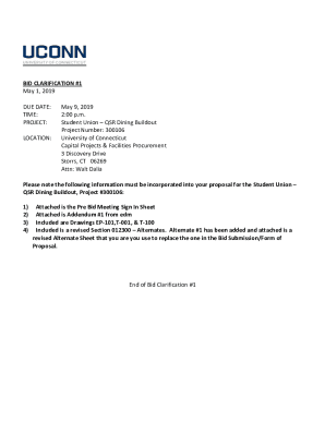 Fillable Online media procurement uconn Tender clarification questions ...