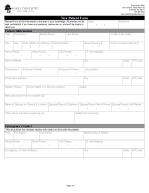 Fillable Online Drew Hines, DMD New Patient Forms. Drew Hines, DMD New Patient Forms Fax Email ...