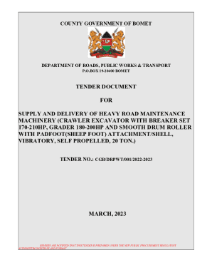 Fillable Online tender document for supply and delivery of heavy road maintenance ... Fax Email ...