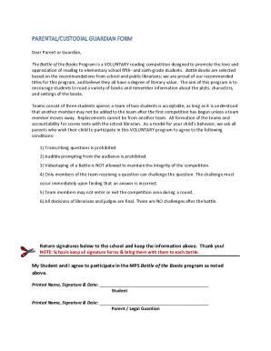 Fillable Online PARENTAL/CUSTODIAL GUARDIAN FORM FOR ... Fax Email Print - pdfFiller