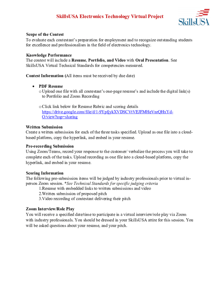 Fillable Online SkillsUSA Technical Drafting Virtual Project - TN ...