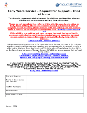 Early Years Service Referral s Doc Template | pdfFiller