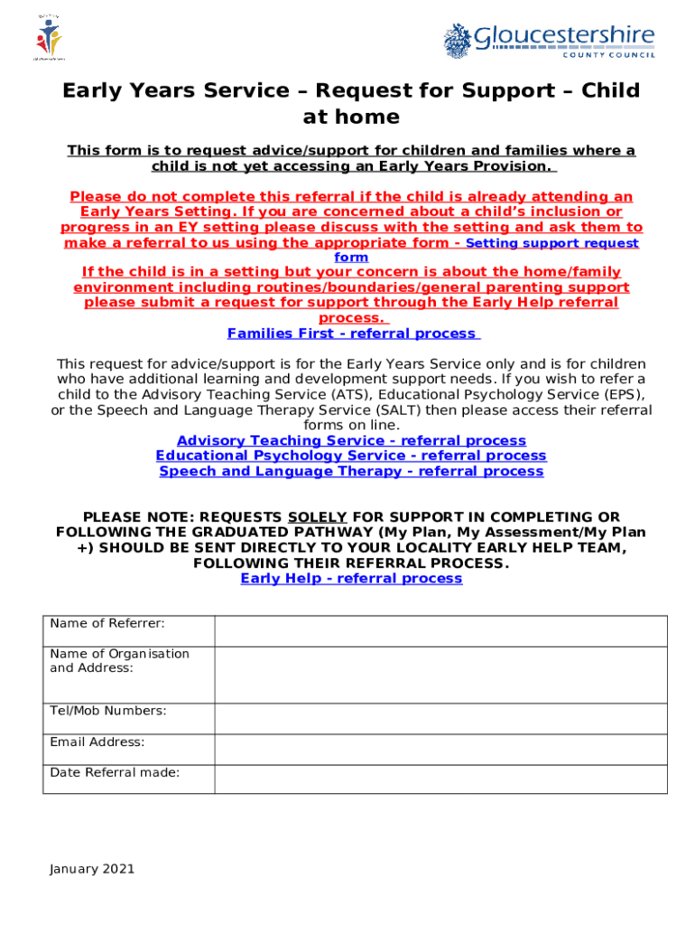 Early Years Service Referral s Doc Template | pdfFiller