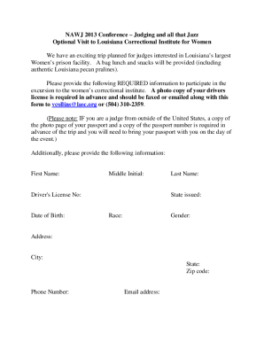 Fillable Online LCIW Prison Visit Form Fax Email Print - pdfFiller