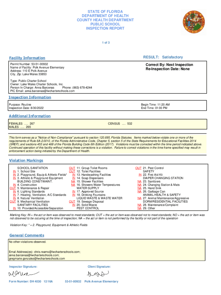 Fillable Online Next Inspection Re-Inspection Date - Connect Suite Fax ...
