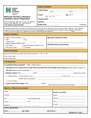 Fillable Online Clinical Genetics, North York General Hospital Fax ...