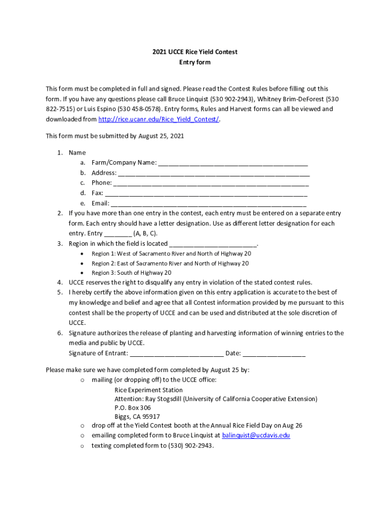Fillable Online Please read the Contest Rules before filling out this ...