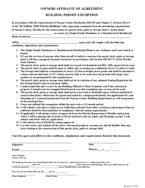 Fillable Online OWNERS AFFIDAVIT OF AGREEMENT BUILDING PERMIT ... Fax ...