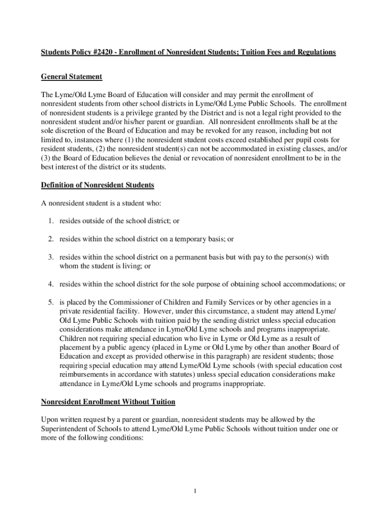 Fillable Online Policy 2420 - Enrollment of Nonresident Students ...