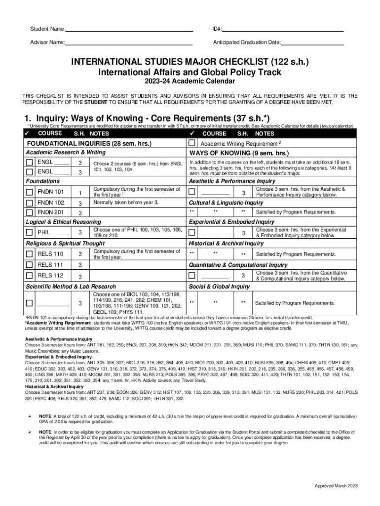 Fillable Online RESPONSIBILITY OF THE STUDENT TO ENSURE THAT ALL ...