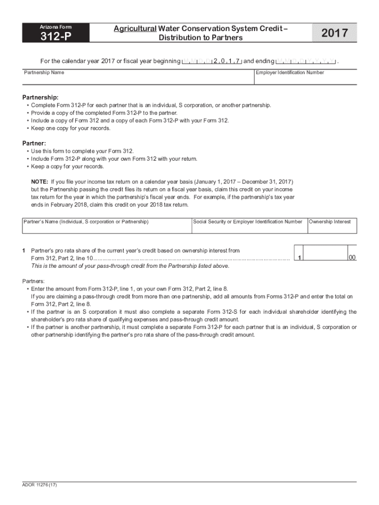 Fillable Online Arizona Form 312 (Agricultural Water Conservation ...
