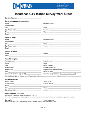 Fillable Online Insurance C&V Marine Survey Work Order Fax Email Print ...