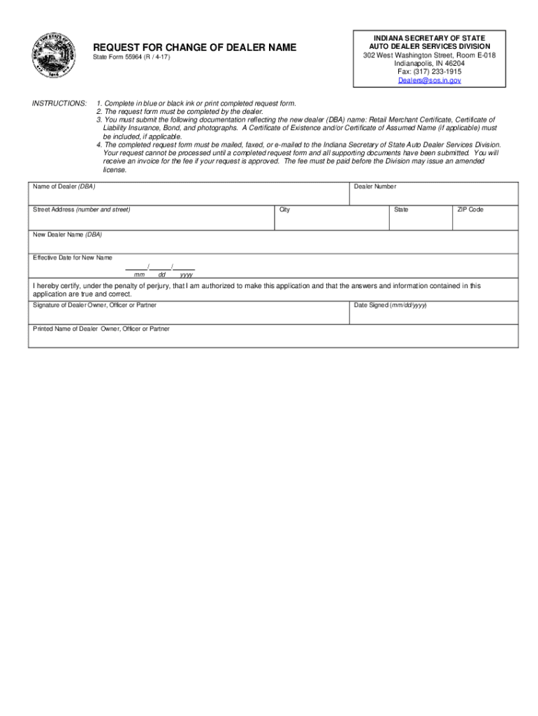 Fillable Online REQUEST FOR CHANGE OF BUSINESS NAME Fax Email Print ...