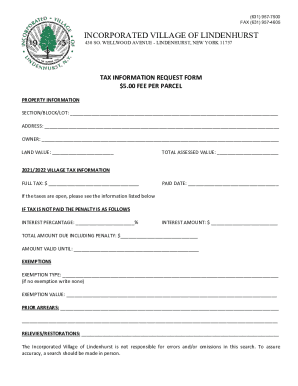 Fillable Online TAX INFORMATION REQUEST FORM Fax Email Print - pdfFiller