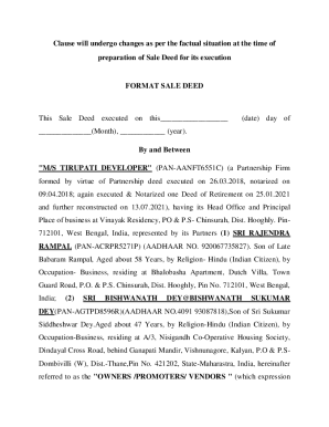 Fillable Online Sale deed : important clauses and their execution Fax ...