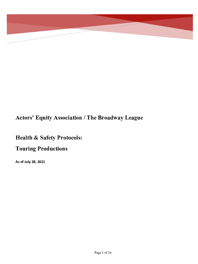Fillable Online Actors' Equity, Broadway League Reach Touring Agreement ...