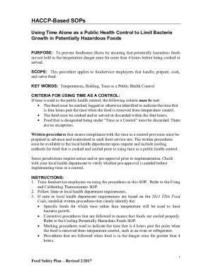 Fillable Online HACCP-Based SOPs Using Time Alone as a Public Health ...