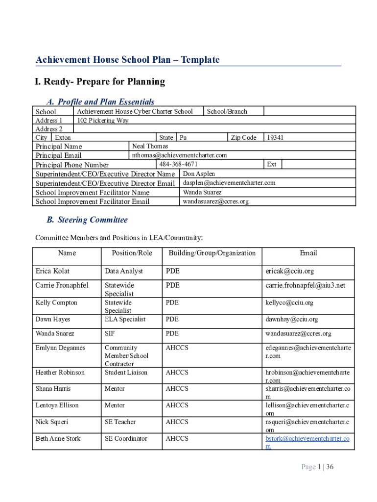 Fillable Online Achievement School Plan Template.docx Fax Email Print ...