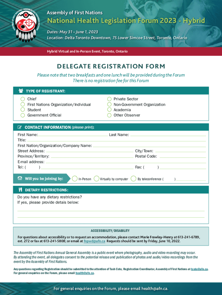 Fillable Online Housing and Homeless 2023 Forum Registration Form Fax ...