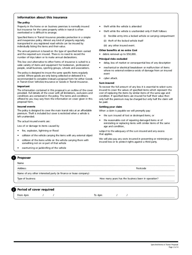 Fillable Online Goods in Transit (Carriers) Insurance Fax Email Print ...