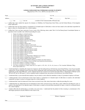 Fillable Online Employee/Volunteer Disclosure Statement Fax Email Print - pdfFiller