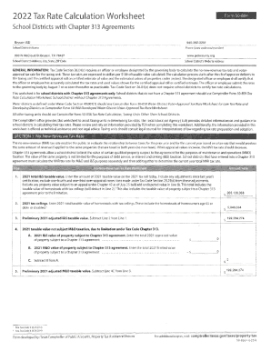 Fillable Online 2022Tax Rate Calculation Worksheet Fax Email Print - pdfFiller