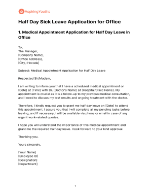 Half Day Leave Application - Fill Online, Printable, Fillable, Blank ...