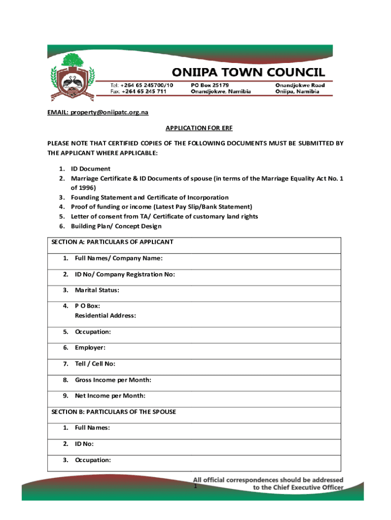 Fillable Online Application of Erf Document Fax Email Print - pdfFiller