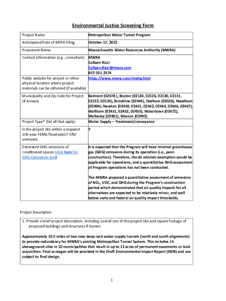 Fillable Online Environmental Justice Screening Form Fax Email Print ...