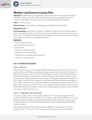 Fillable Online Weather and Seasons Lesson Plan - Report Builder Fax ...