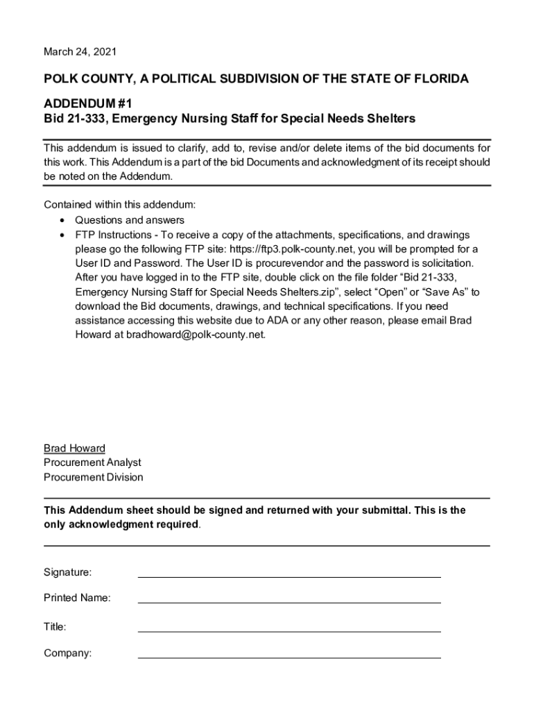 Fillable Online POLK COUNTY, A POLITICAL SUBDIVISION OF THE STATE ... Fax Email Print - pdfFiller