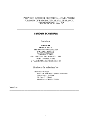 Fillable Online TENDER SCHEDULE Architect Fax Email Print - pdfFiller