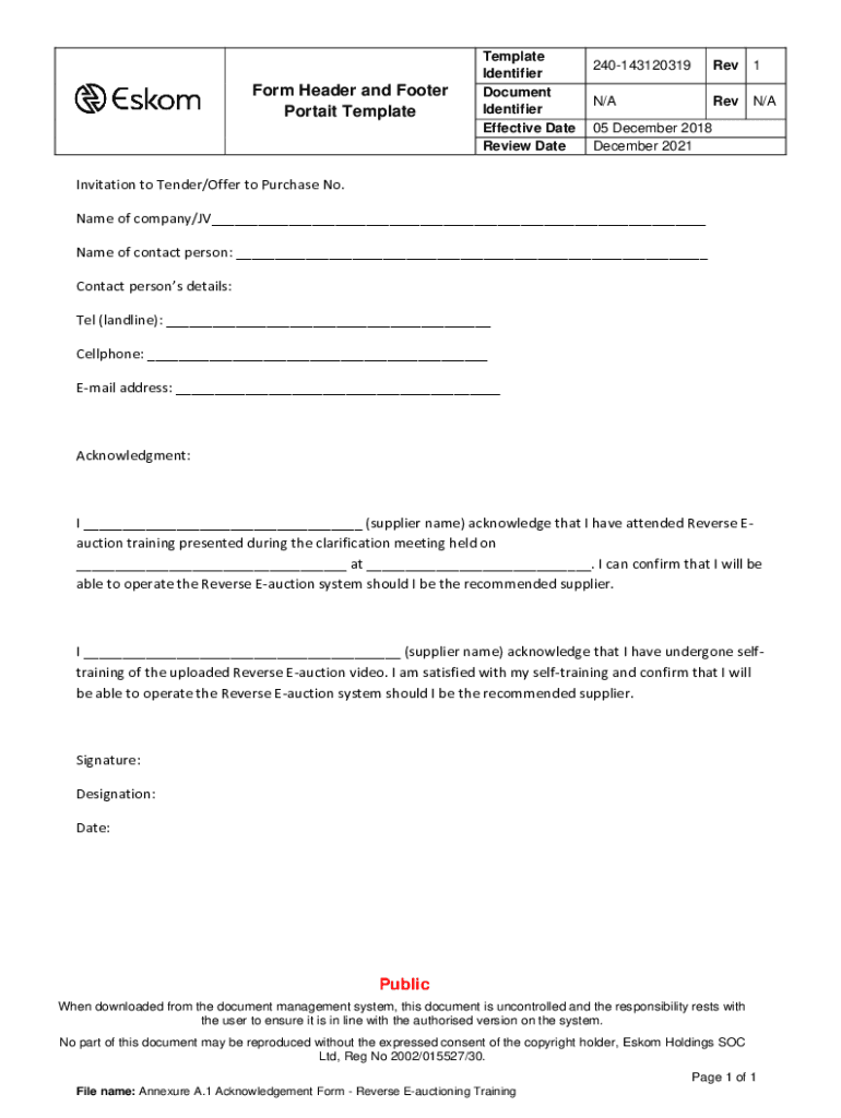 Fillable Online Authority to Submit a Tender (returnable schedule ...