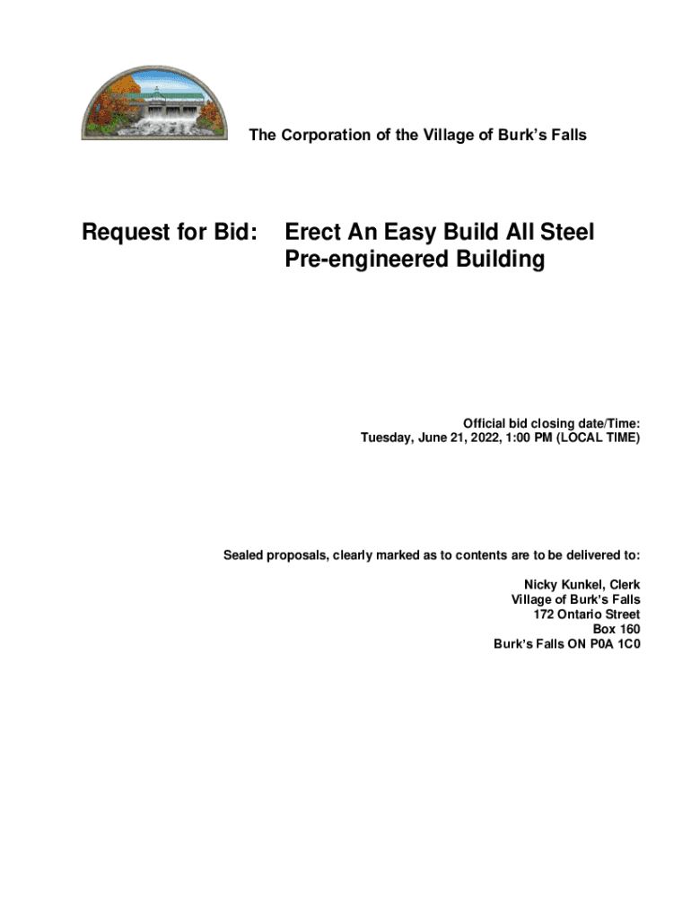 Fillable Online Request for Bid: Erect An Easy Build All Steel Pre ...