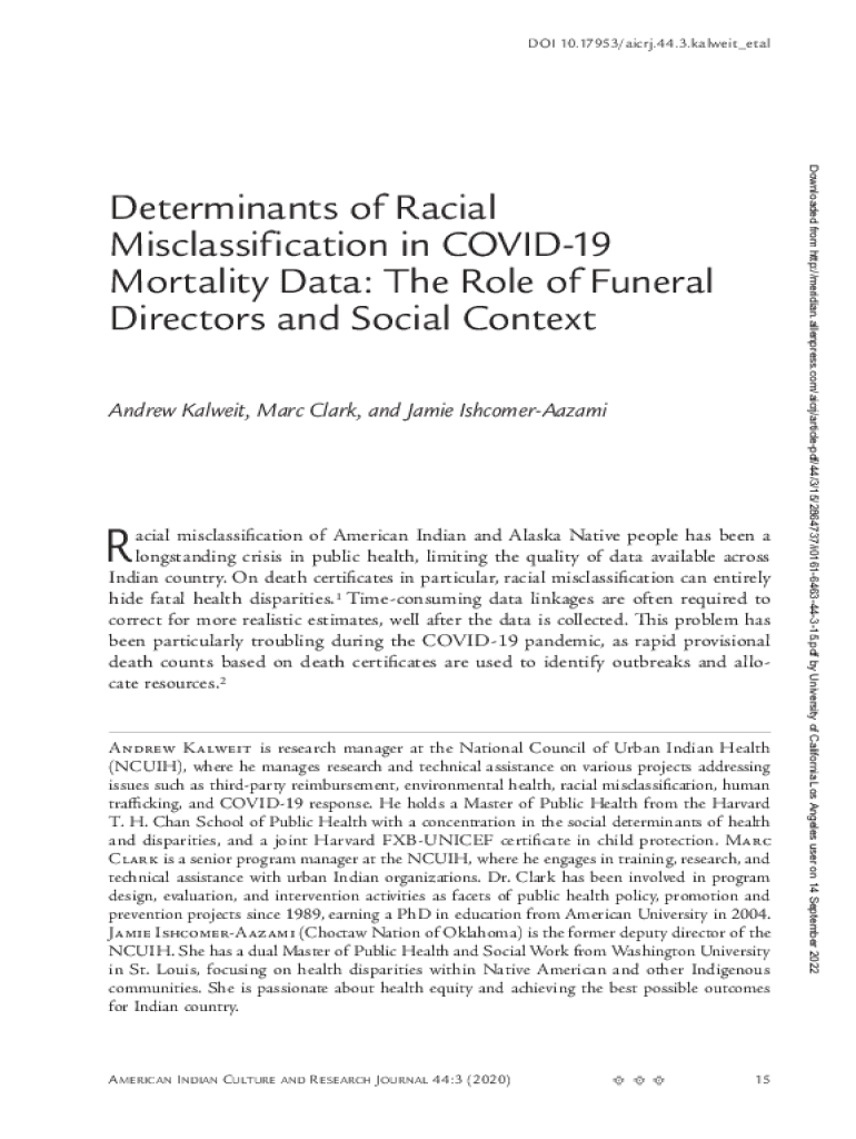 Fillable Online Determinants of Racial Misclassification in COVID-19 ...