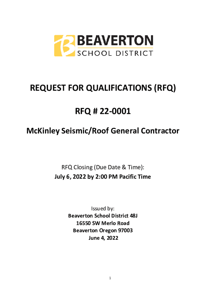 Fillable Online REQUEST FOR QUALIFICATIONS (RFQ) RFQ # 22-0001 Fax Email Print - pdfFiller