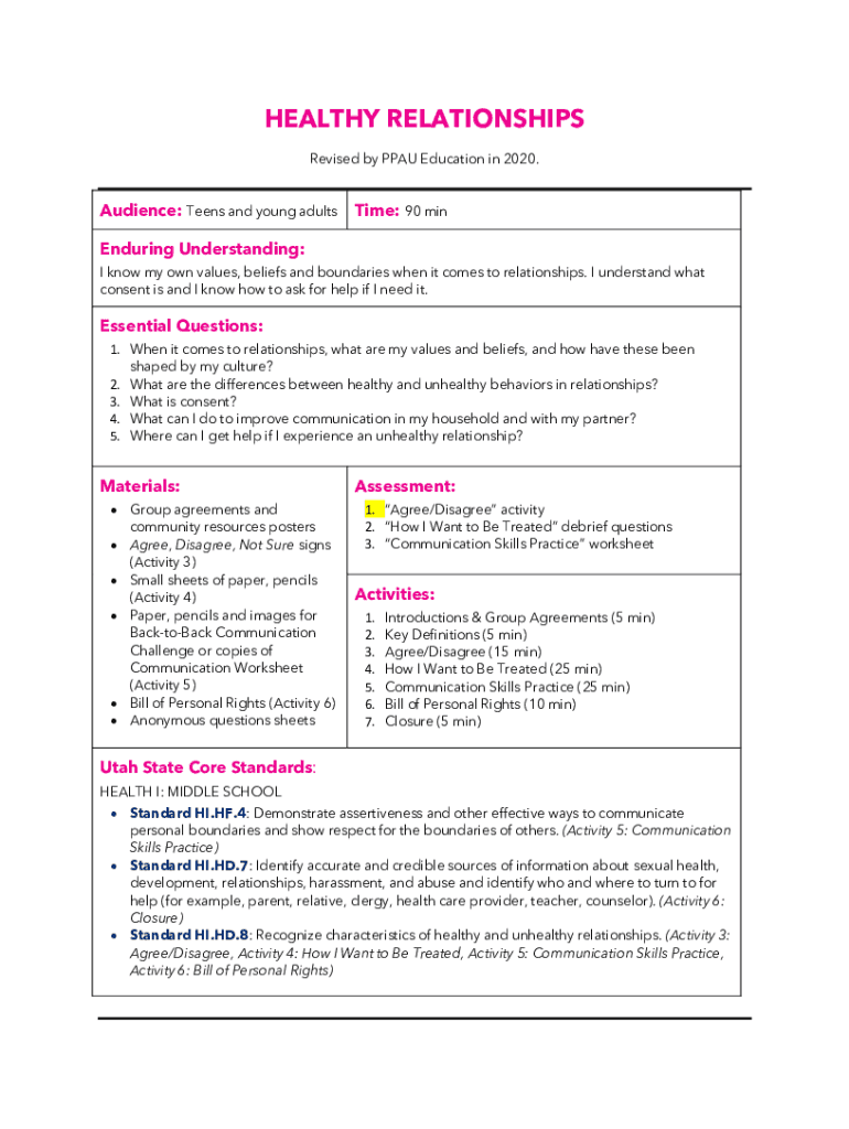 Fillable Online Teaching teens about healthy relationships and consent ...