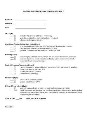 Fillable Online POSTER PRESENTATION EVALUATION FORM Fax Email Print ...