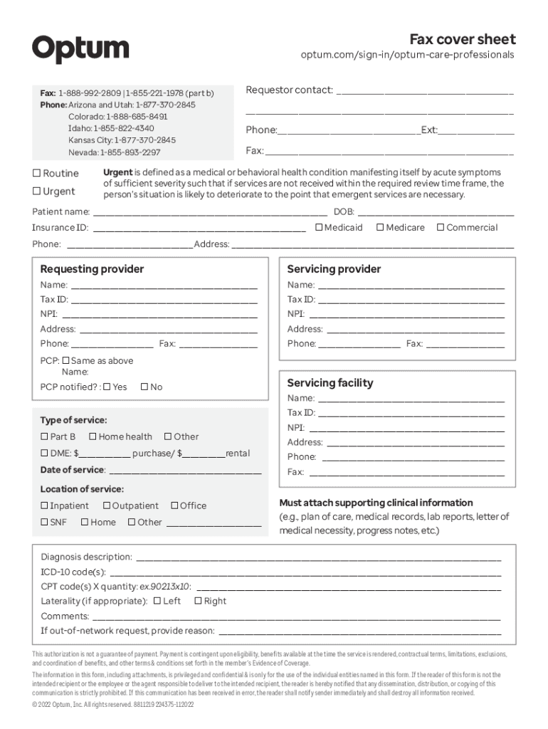 Fillable Online Prior Authorization Form for Optum Mountain West Fax ...