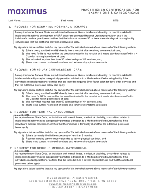 Fillable Online Practitioner Certification Form 11-30-16 rev 1-20-17 ...
