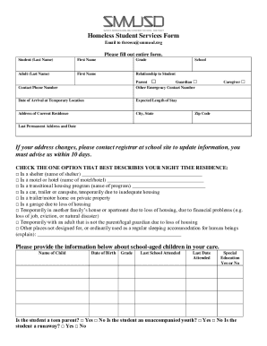 Fillable Online Homeless Student Services Form Fax Email Print - pdfFiller