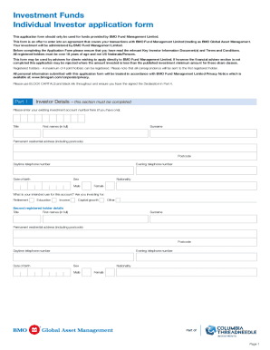 Fillable Online Investment Funds Individual Investor application form ...