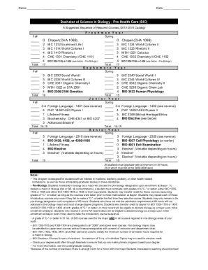 Fillable Online Biology, Biomedical Sciences Major - Pre-Health ... Fax ...
