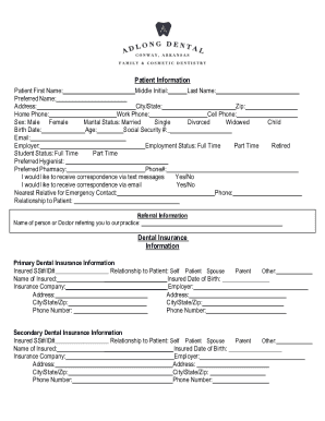 Fillable Online PATIENT REGISTRATION ID: Chart ID: First Name Fax Email ...
