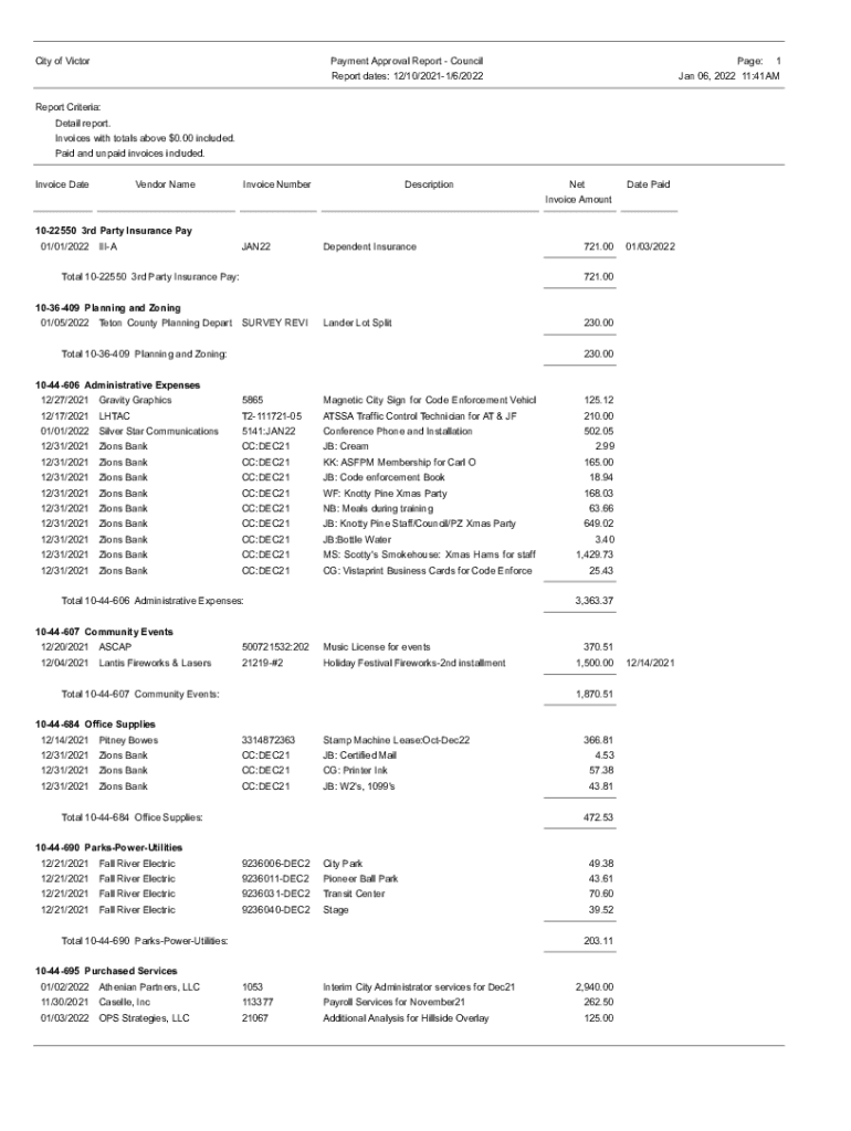 Fillable Online The Bills and invoices report Fax Email Print - pdfFiller