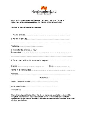 Fillable Online Residential caravan site transfer form 10.07.20.pdf Fax ...